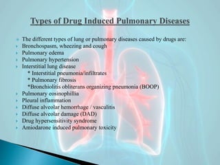 Drug induced pulmonary diseases | PPTX