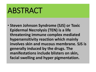 Drug induced steven johnson syndrome sjs | PPTX