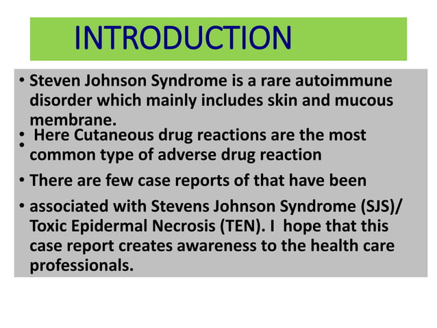 Drug induced steven johnson syndrome sjs | PPTX