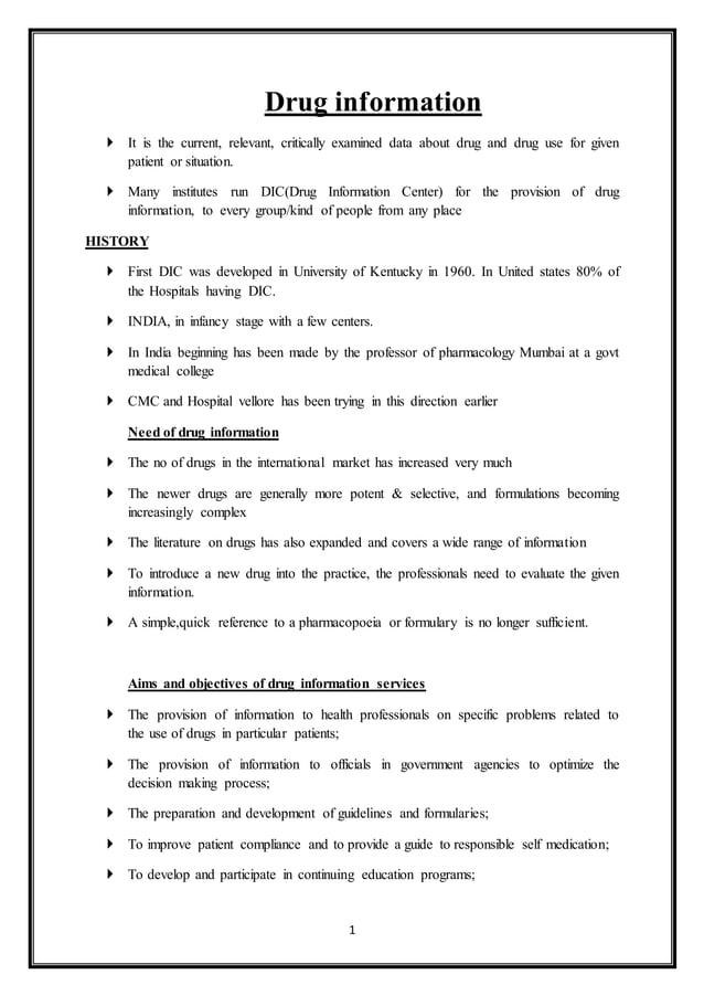 Drug information and poison information | DOCX