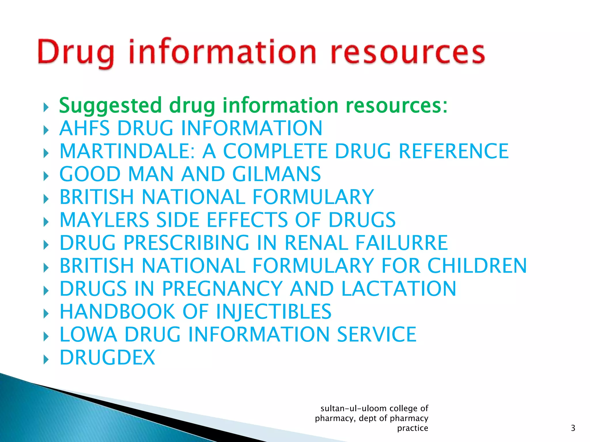 Drug information center | PPTX