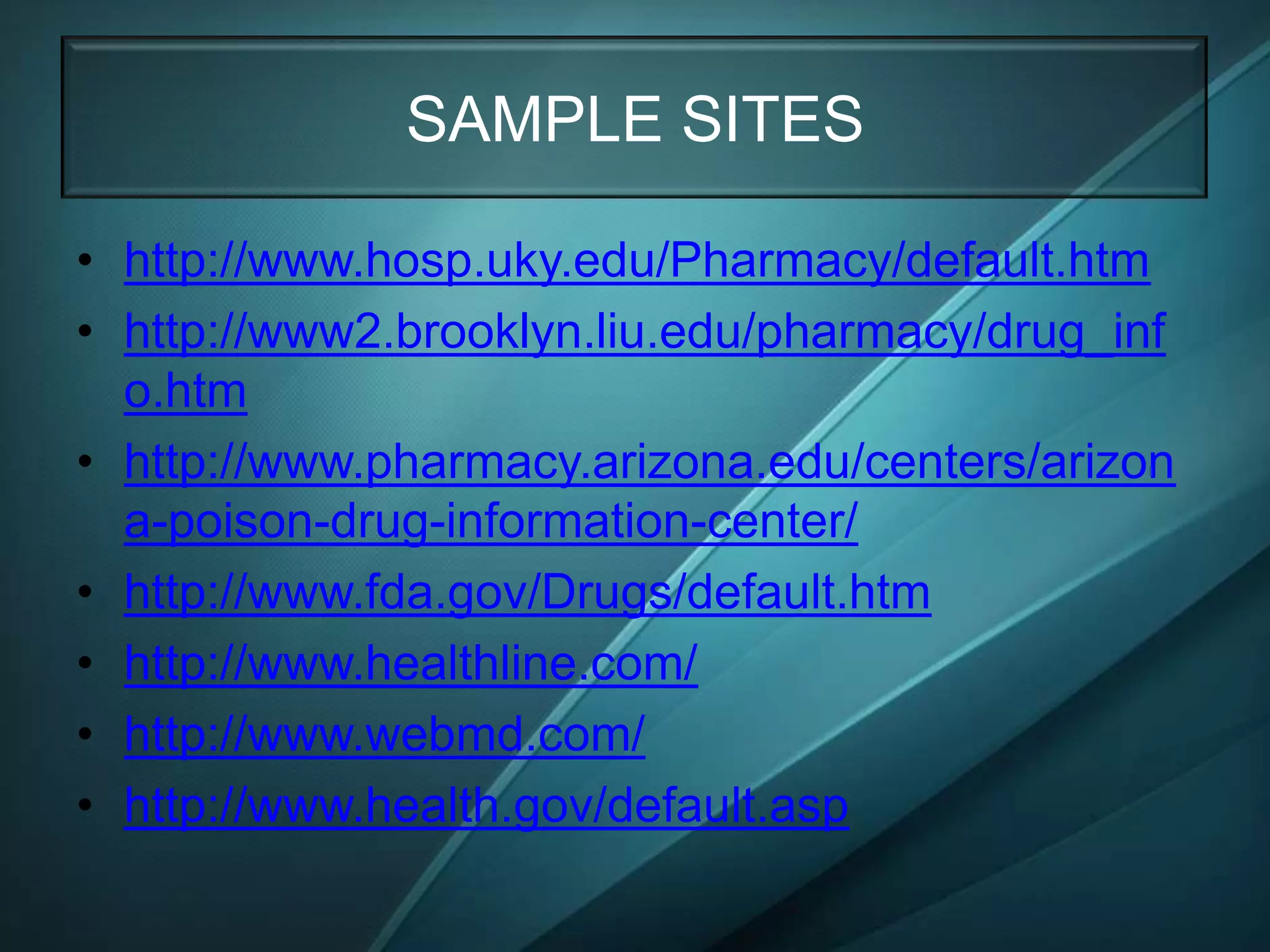 Drug information centers | PPTX
