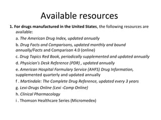 Drug information resources | PPT