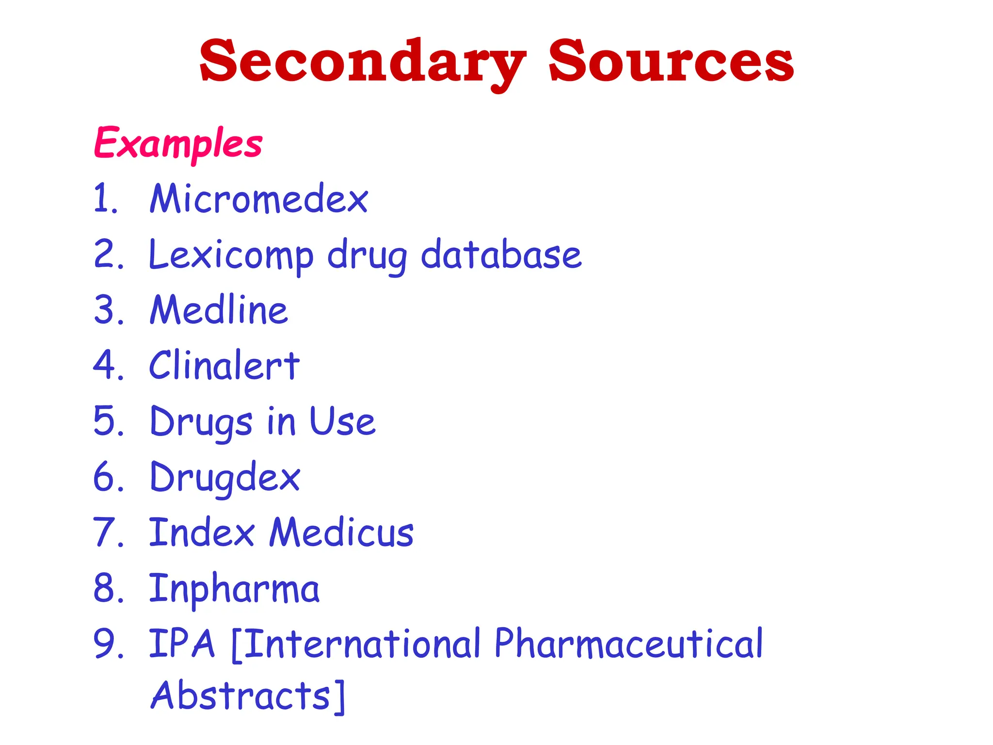Drug Information Services- DIC and Sources. | PPT