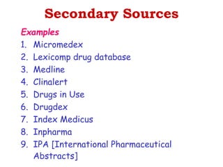 Drug Information Services- DIC and Sources. | PPT