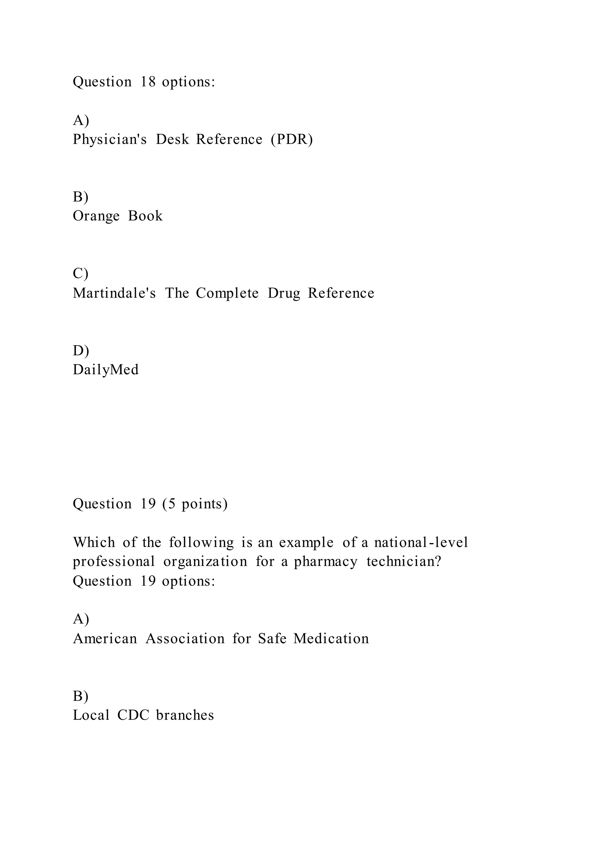 Drug Infor ReferencesQuestion 1 (5 points)When deciding | DOCX ...