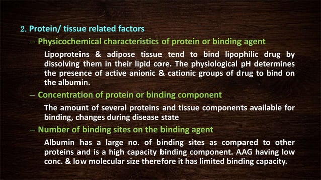 Drug interaction at plasma and tissue binding site | PPTX
