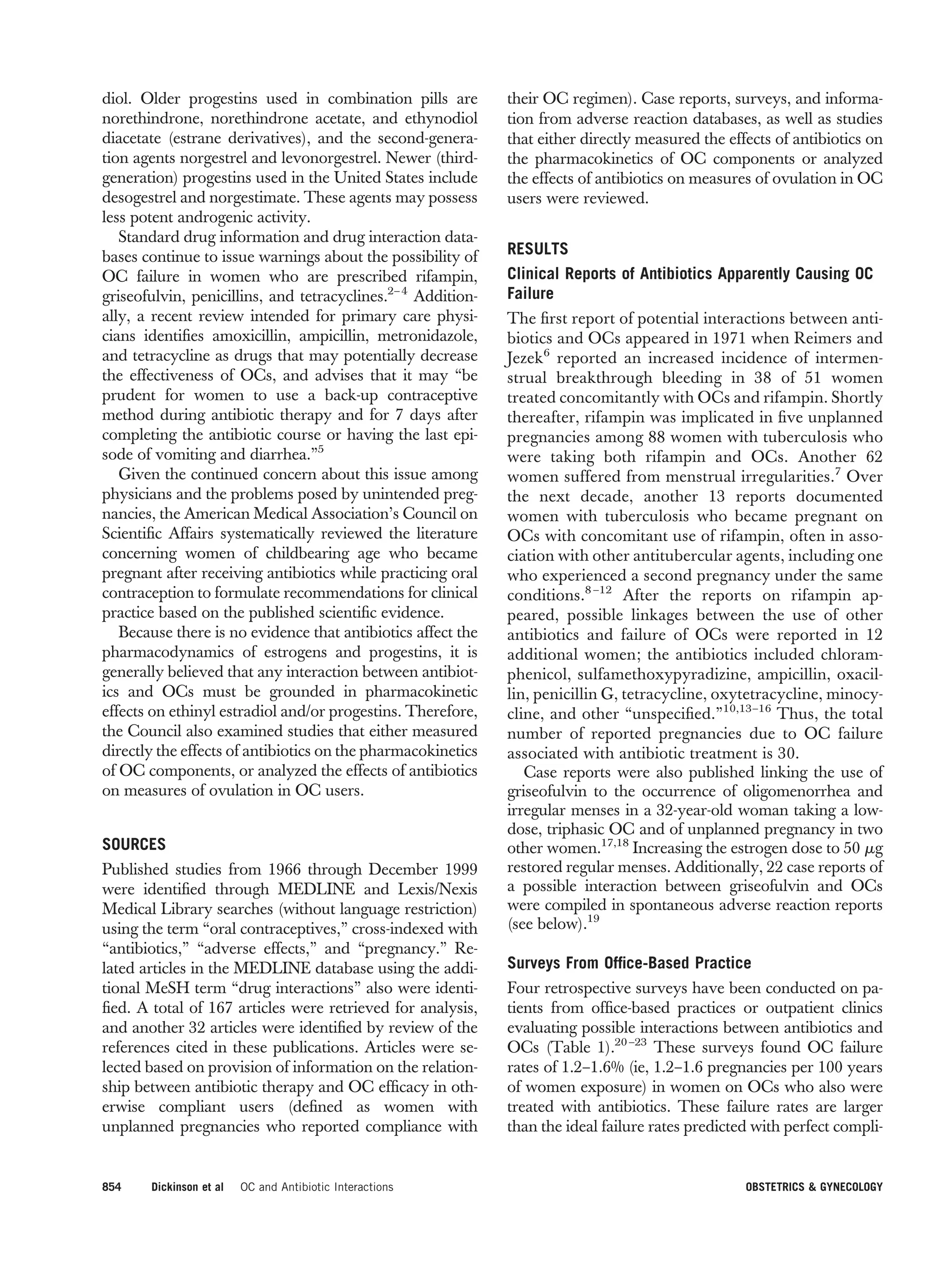 Drug interactions between oral contraceptives and antibiotics | PDF