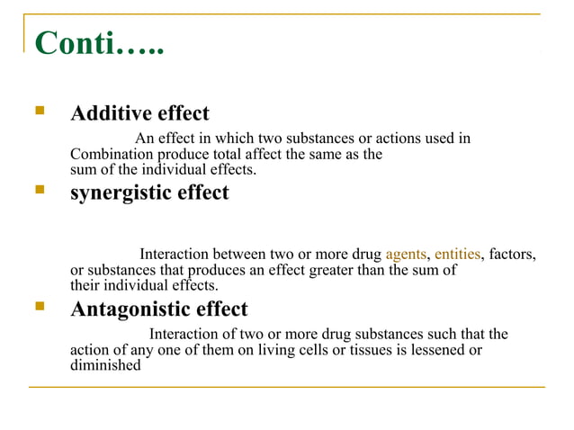 Drug interactions their types, examples and role | PPT | Substance ...