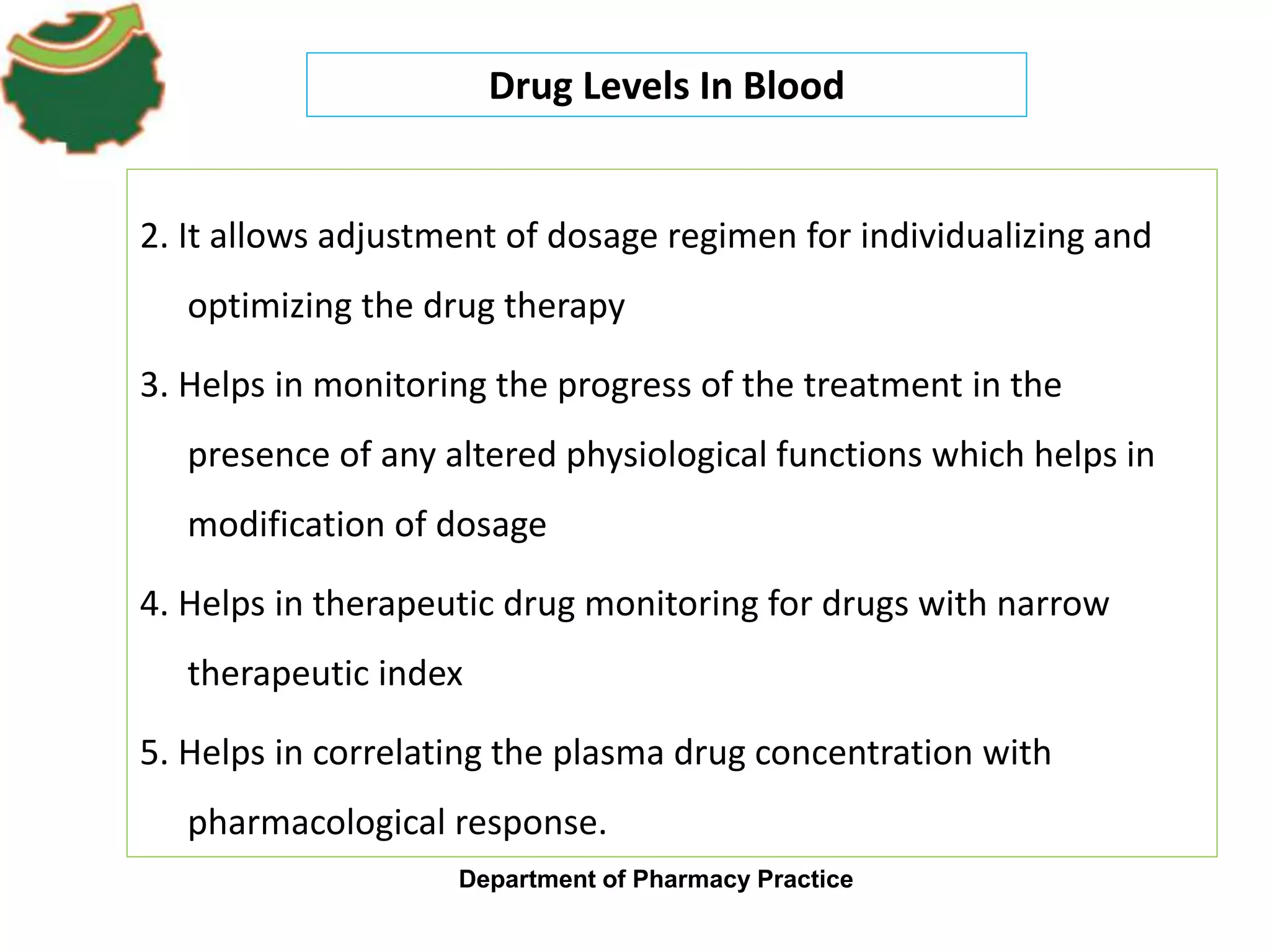 Drug levels in blood | PPTX