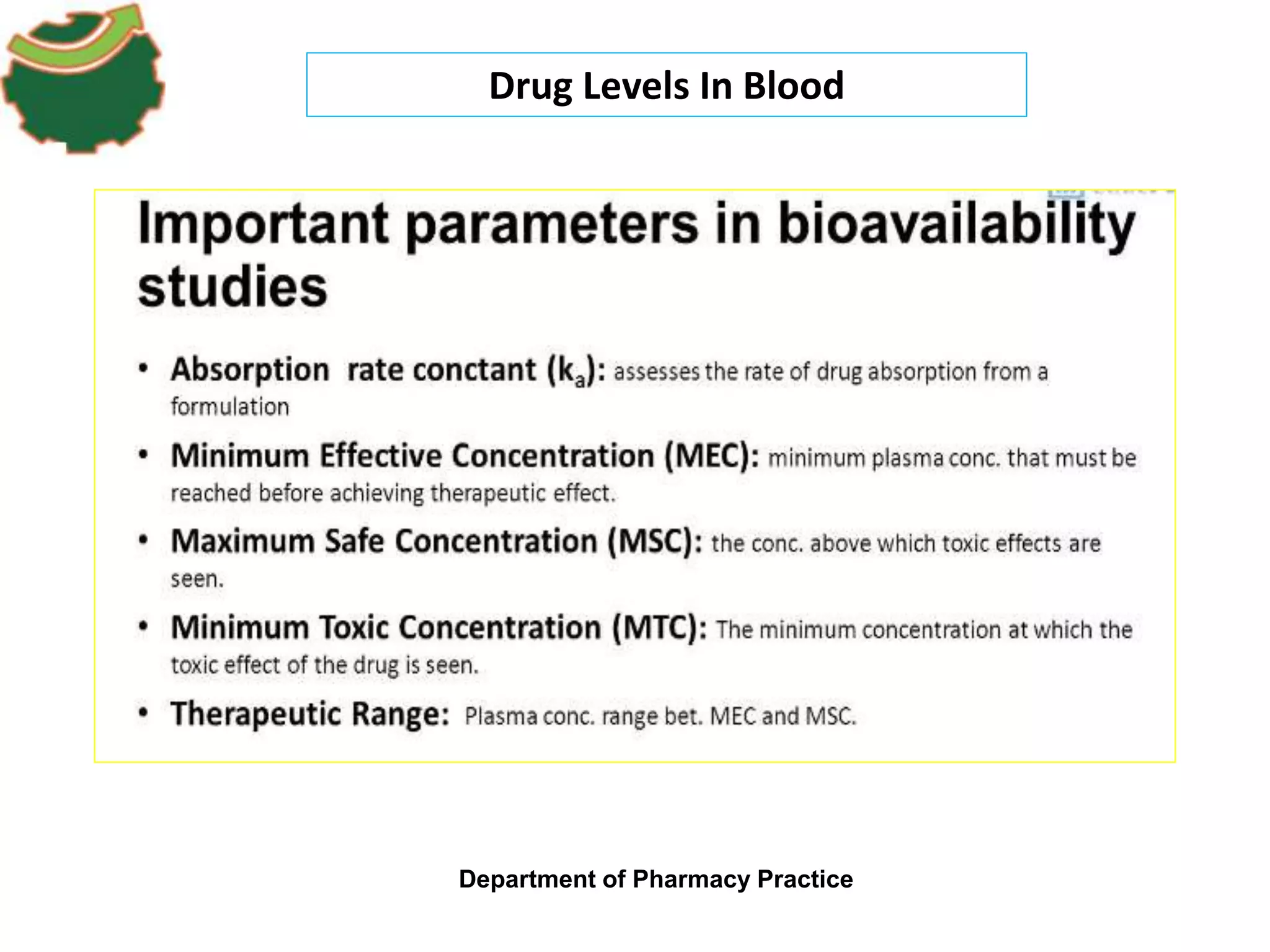 Drug levels in blood | PPTX