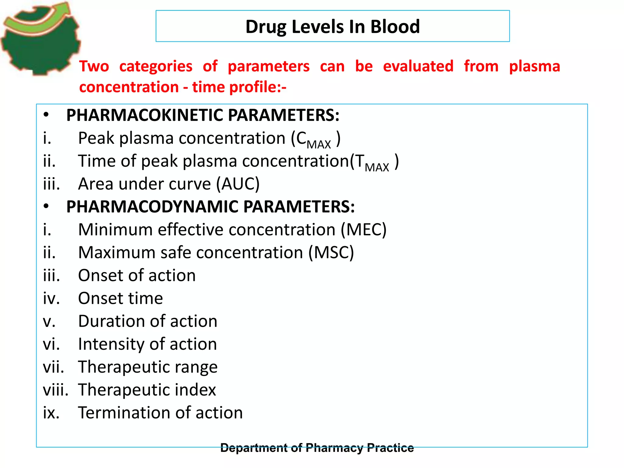 Drug levels in blood | PPTX