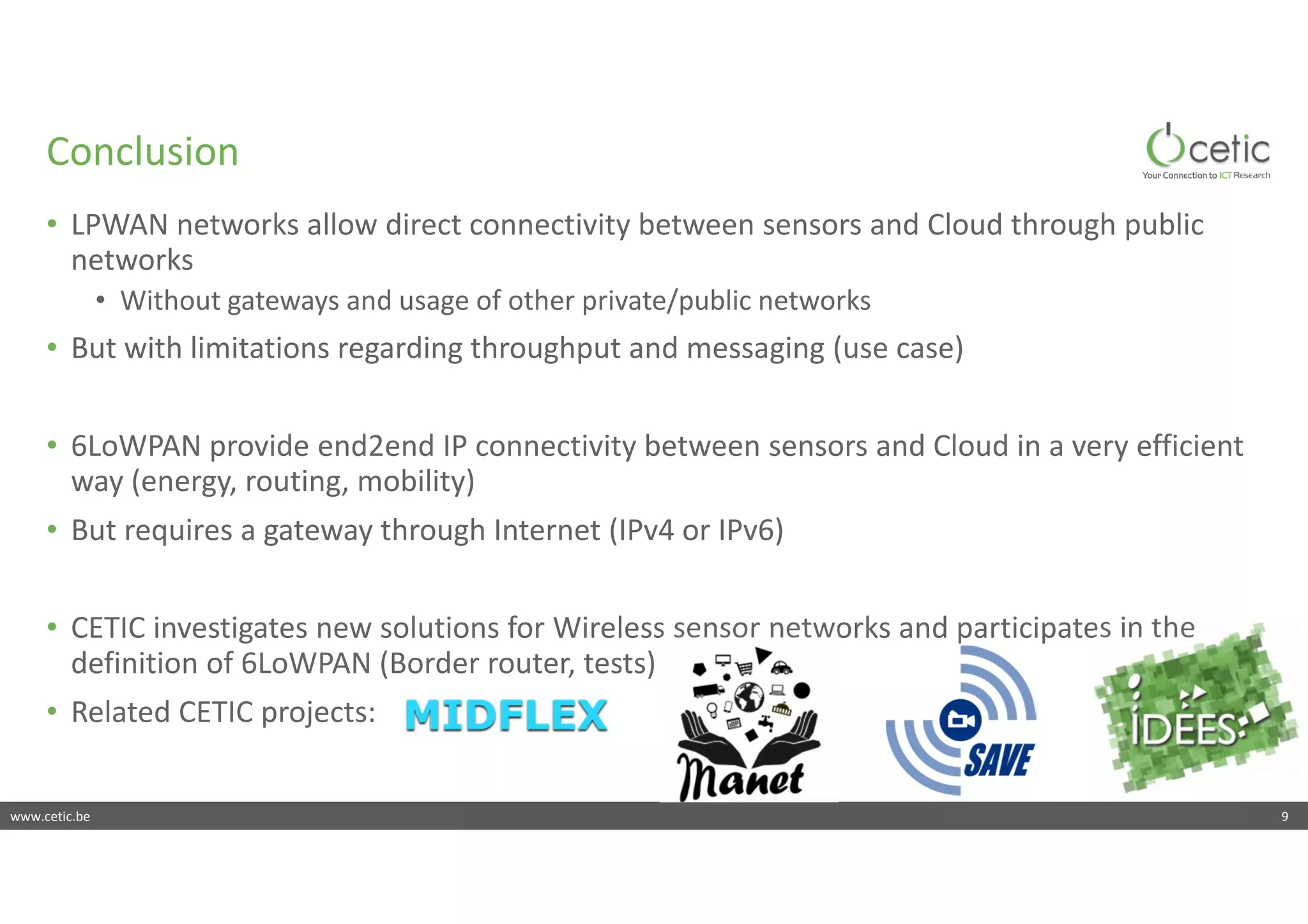 Sensor networks: 6LoWPAN & LPWAN | PDF | Internet of Things | Internet