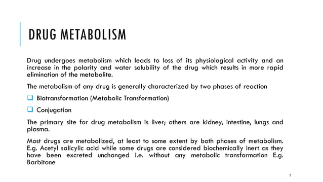 DRUG METABOLISM-MEDICINAL CHEMISTRY | PDF