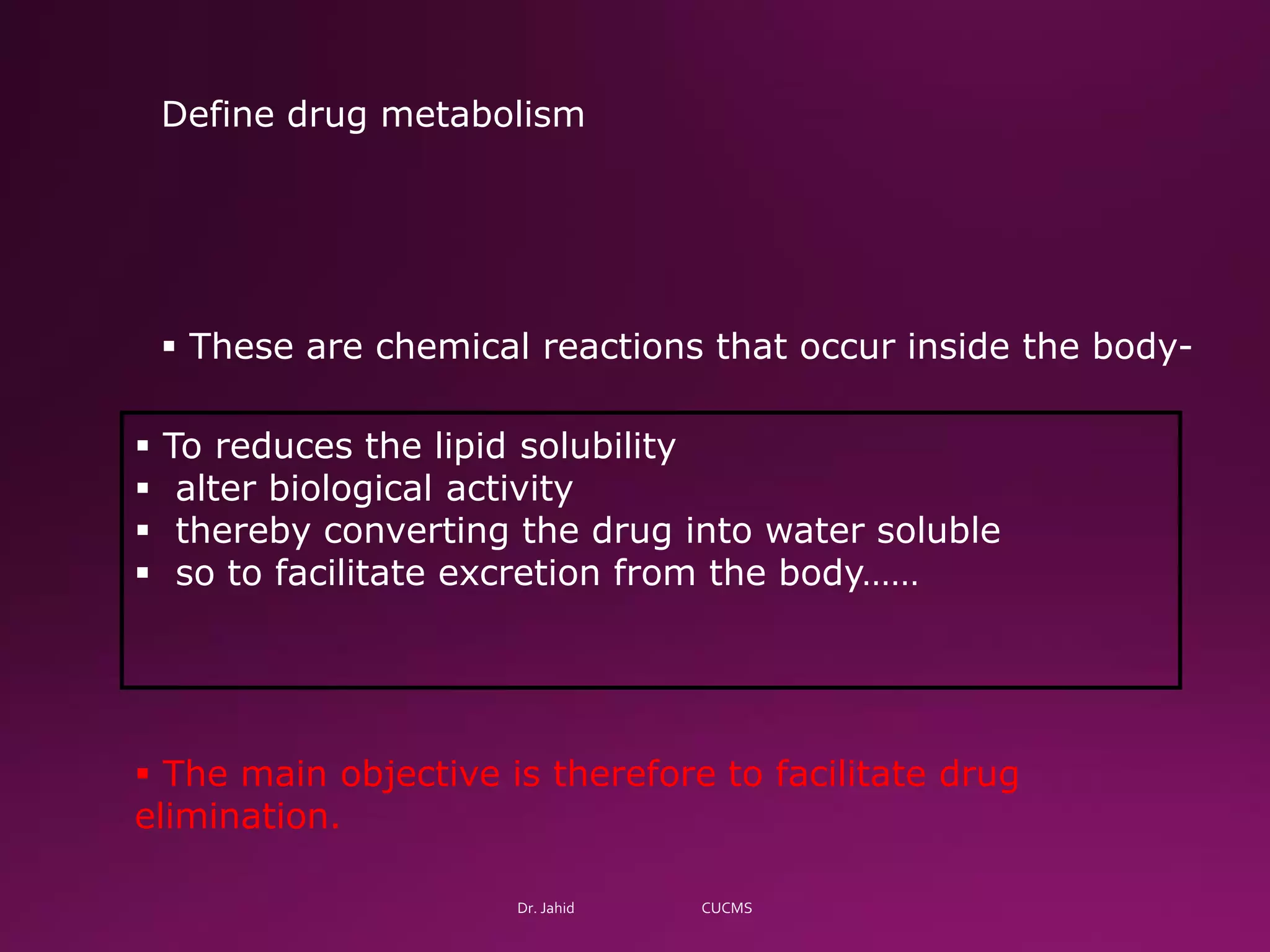 Drug metabolism & elimination 18 final copy | PDF