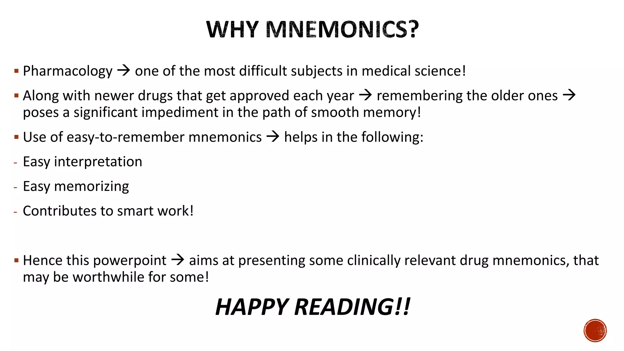 Drug mnemonics; by RxVichuZ! ;) | PPTX