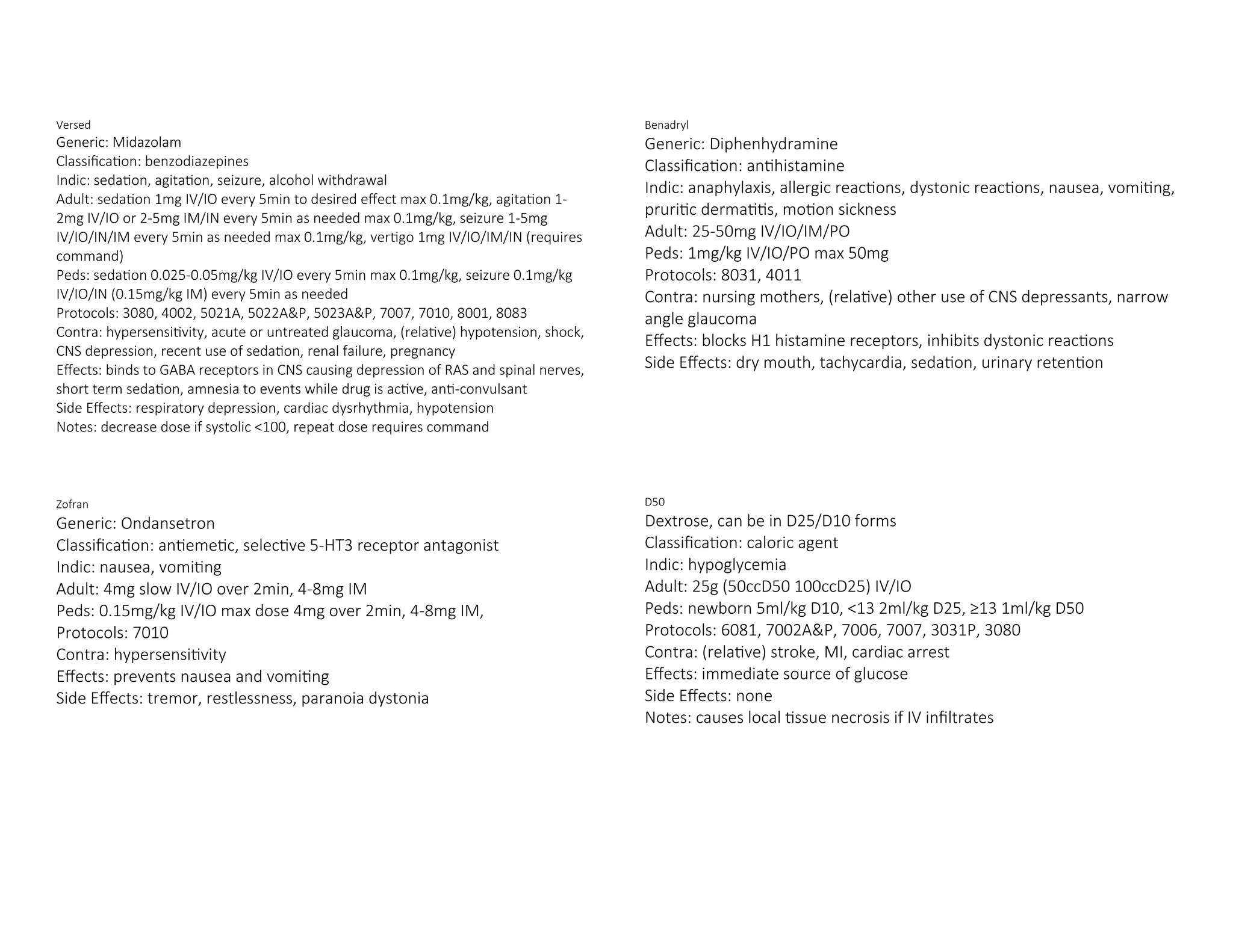 Drug notecards for paramedic NREMT study guide | DOCX