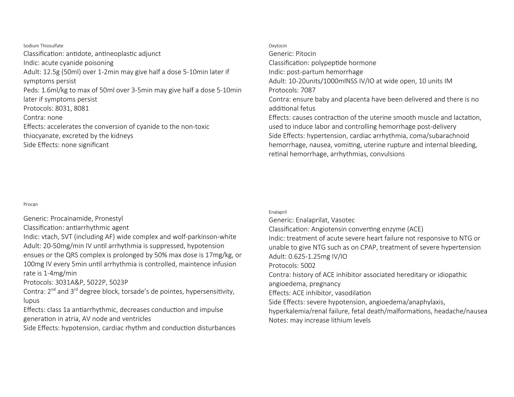 Drug notecards for paramedic NREMT study guide | DOCX