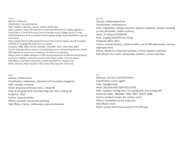 Drug notecards for paramedic NREMT study guide | DOCX