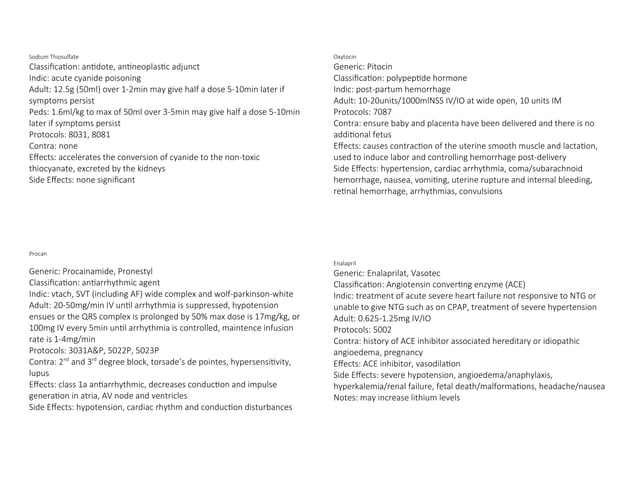 Drug notecards for paramedic NREMT study guide | DOCX