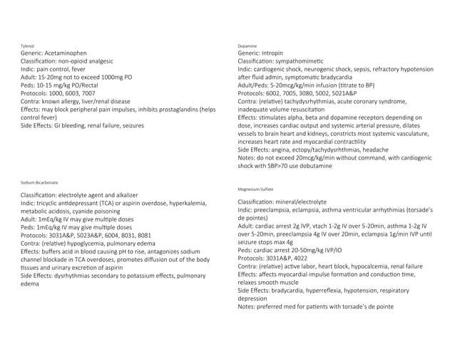 Drug notecards for paramedic NREMT study guide | DOCX