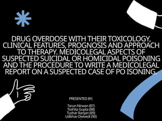 Drug overdose with their toxicology, clinical features, prognosis and ...