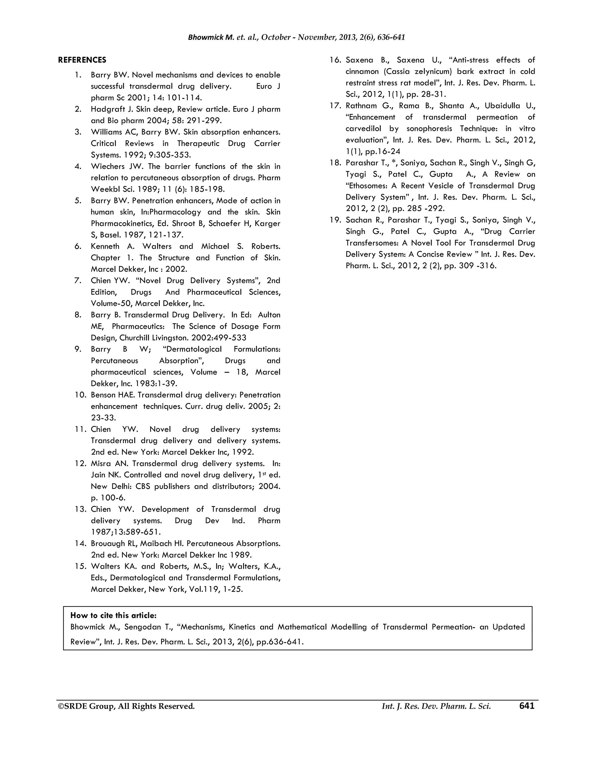 Drug permeation | PDF