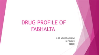 DRUG PROFILE OF FABHALTA. Pharm d by sri | PPTX