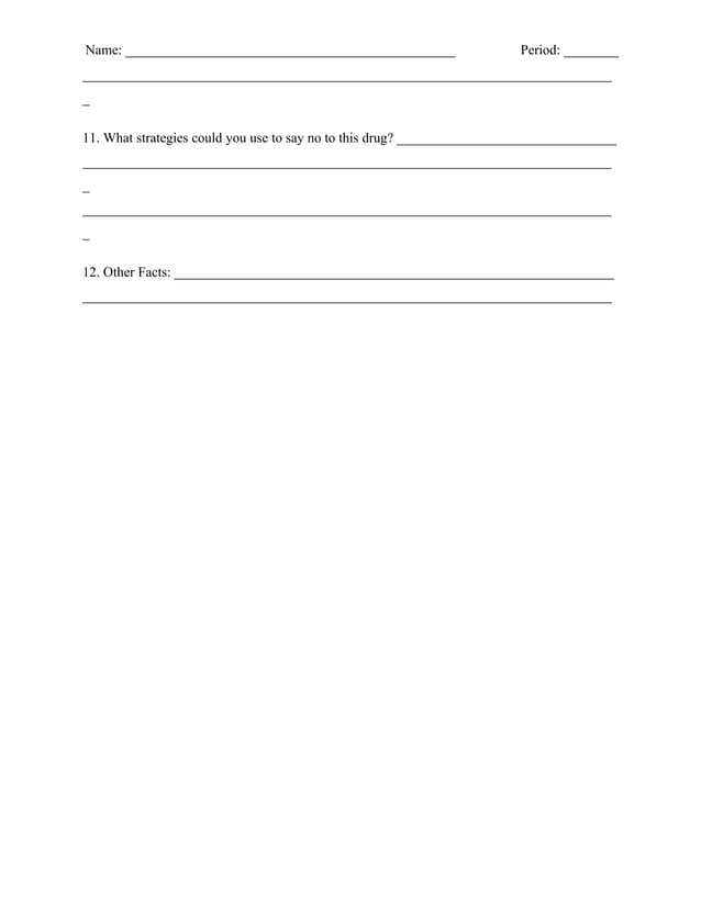 Drug project worksheet | DOC
