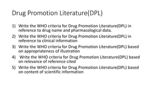 Drug Promotion Literature .pptx | Pharmaceutical Industry | Industries