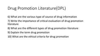 Drug Promotion Literature .pptx | Pharmaceutical Industry | Industries