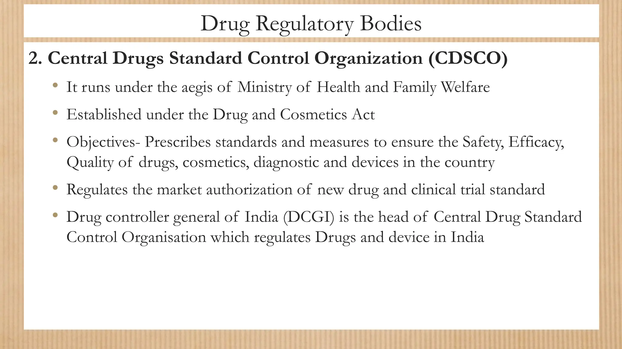 Drug Regulation in India. presentation, rahul gholse | PPTX