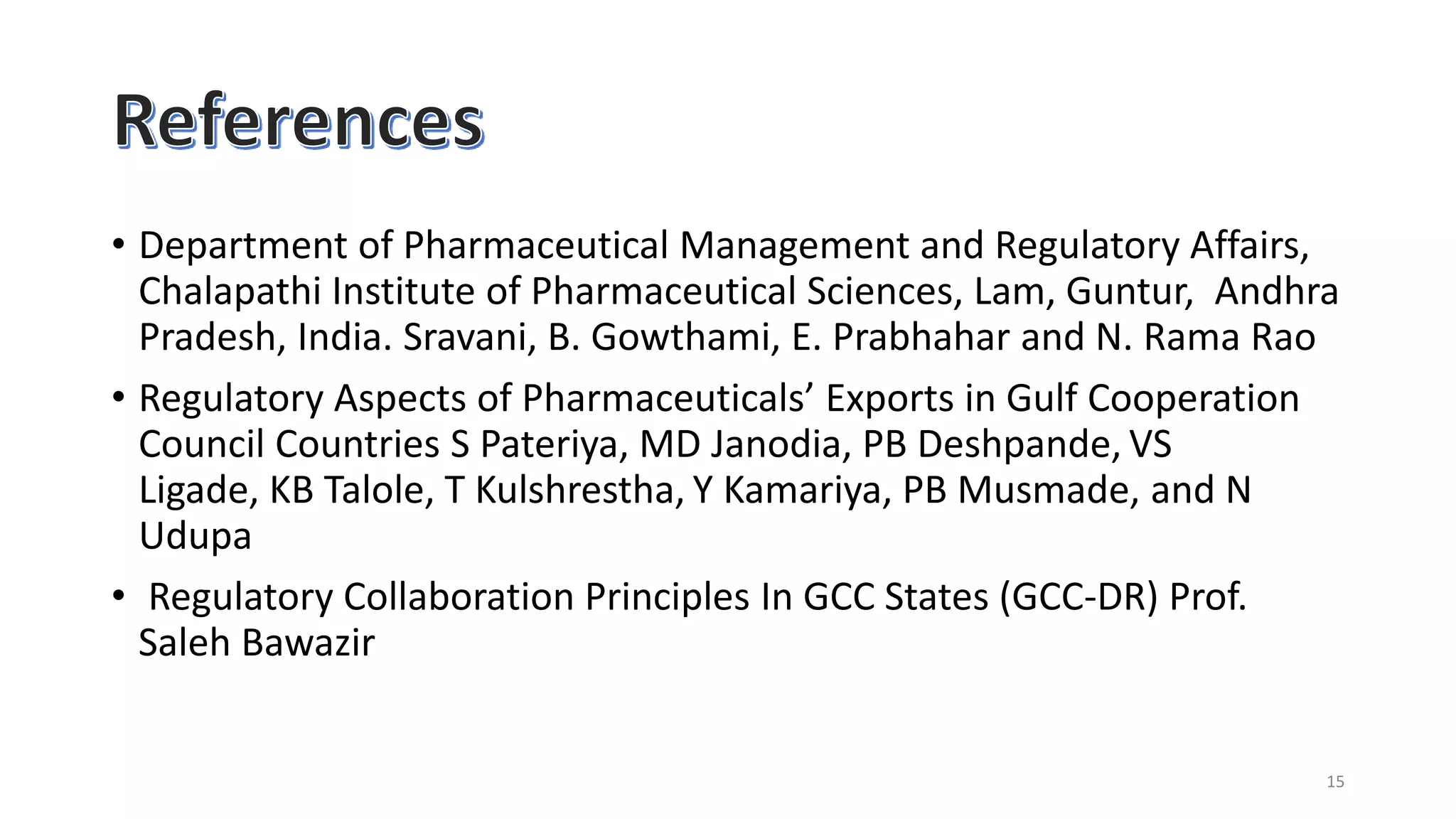 Pharmaceutical Regulations in GCC countries | PPTX