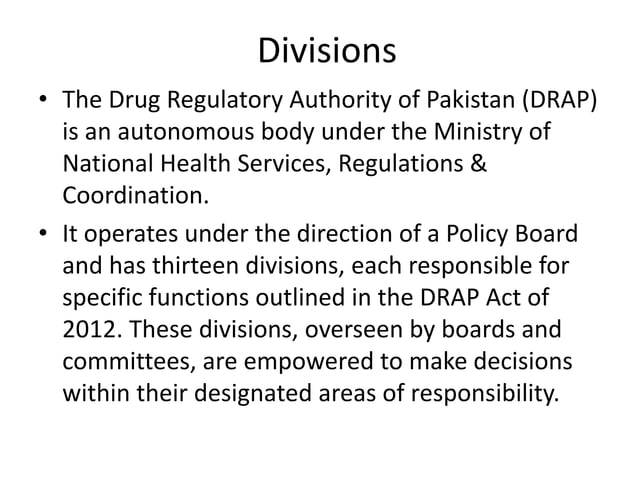 Drug Regulatory Authority of Pakistan (DRAP).pptx | Pharmaceutical ...