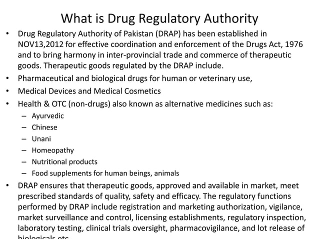 Drug Regulatory Authority of Pakistan (DRAP).pptx | Pharmaceutical ...
