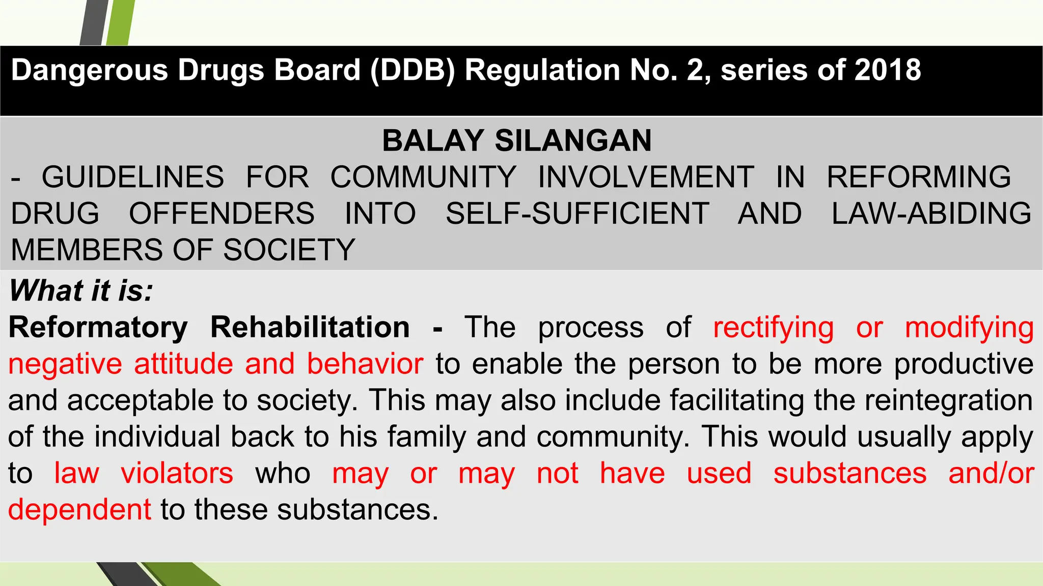 Drug Rehabilitation Program for Persons Who Used Drugs | PPT