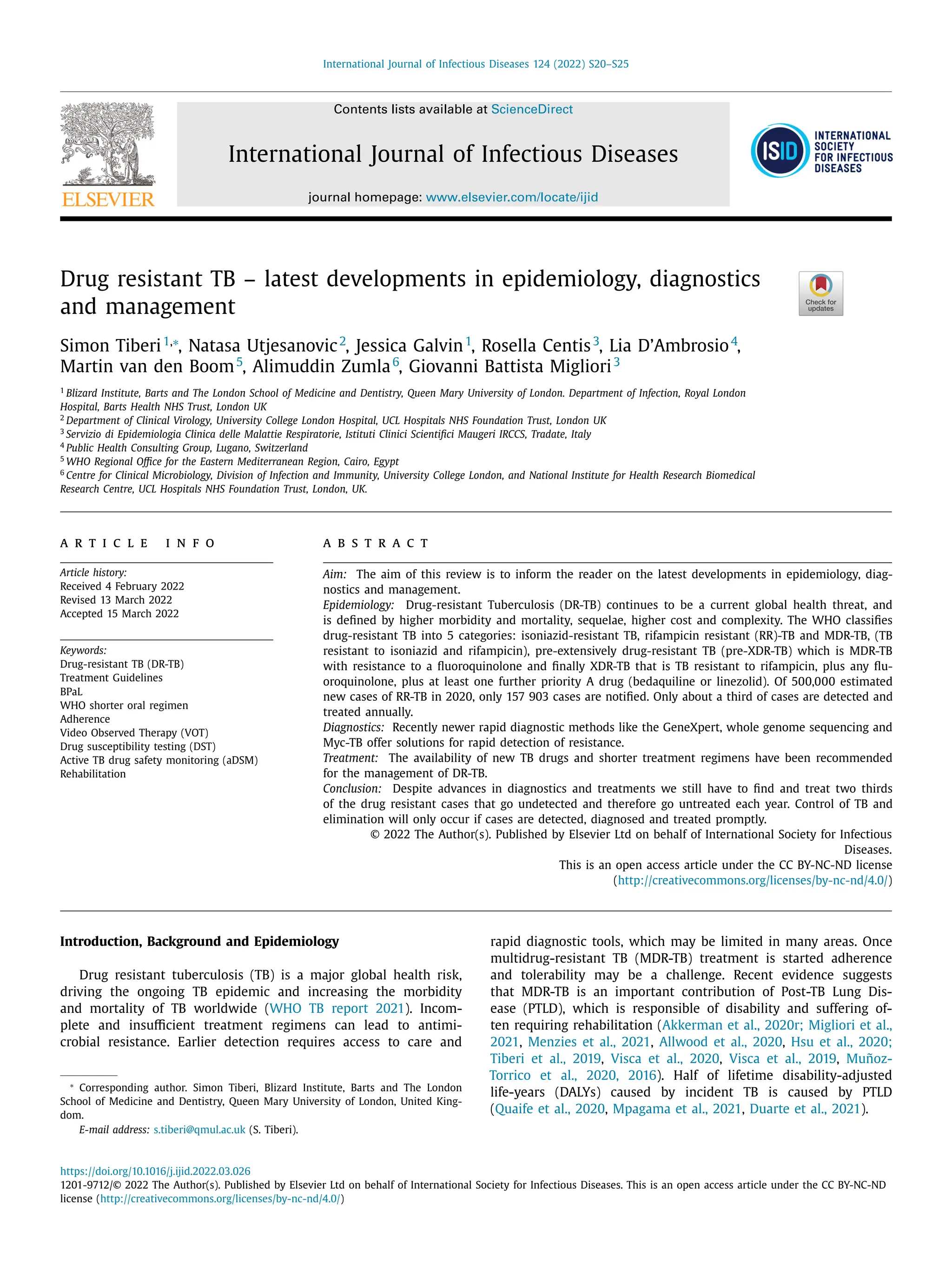 Drug resistant TB – latest developments in epidemiology, diagnostics ...