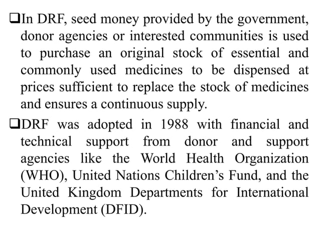 Drug Revolving Fund (DRF).pptx | Pharmaceutical Industry | Industries