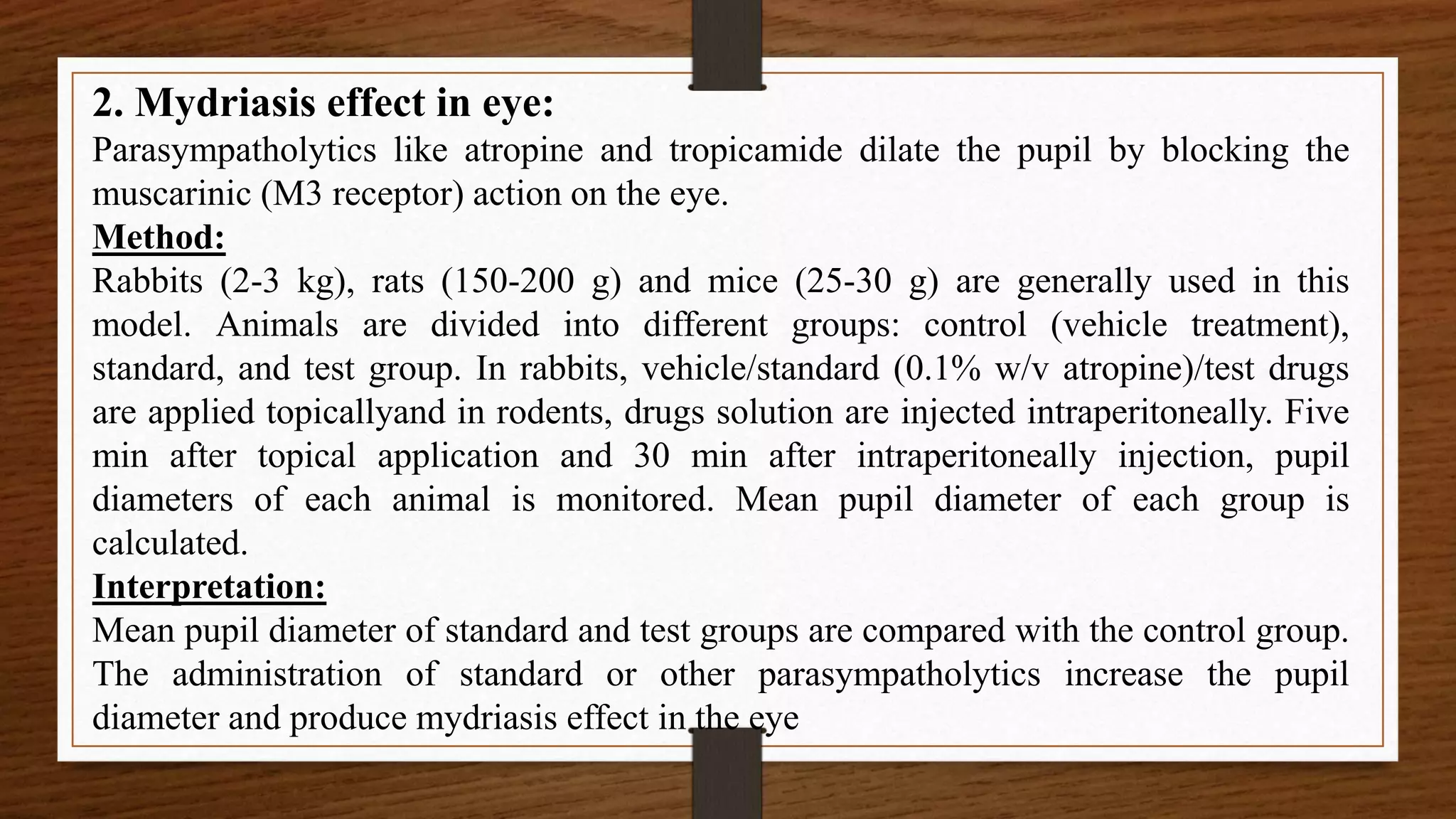 Pre clinical screening models for drugs acting on Autonomic nervous ...