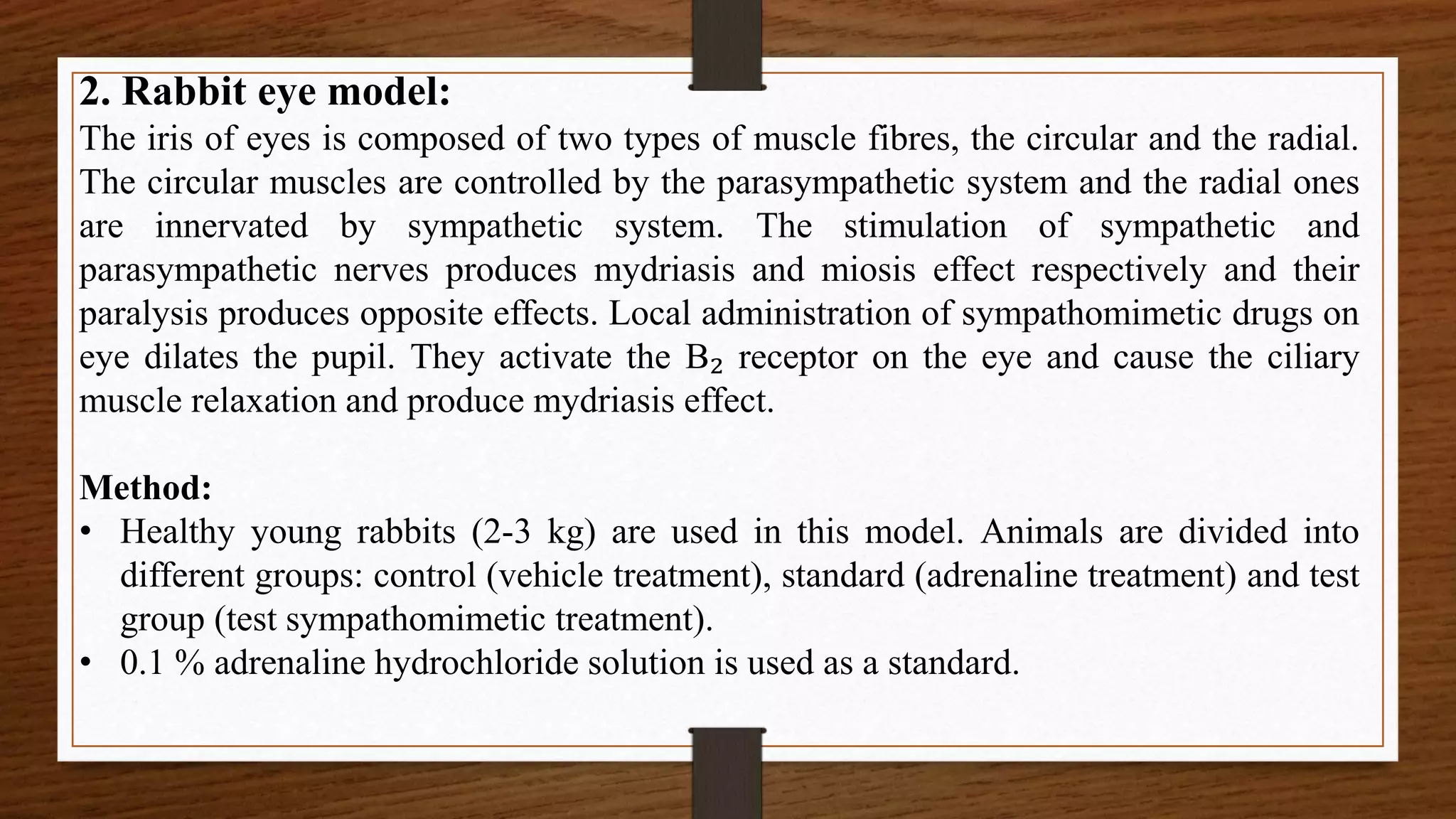 Pre clinical screening models for drugs acting on Autonomic nervous ...