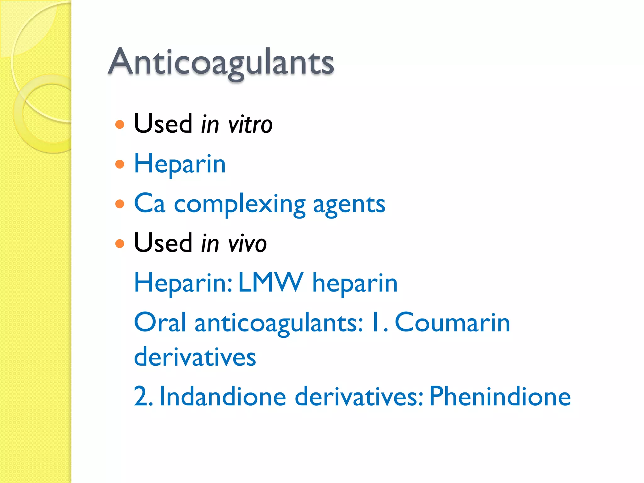 Drugs acting on blood and blood forming organs | PDF