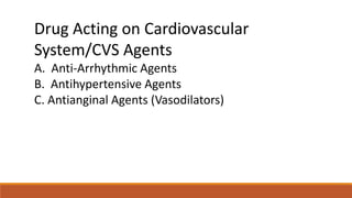 Drugs Acting on Cardiovascular System by Gauri.pptx | Heart and Cardiovascular Diseases ...