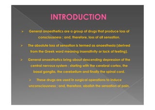 Drugs acting on cns general anaesthics | PDF