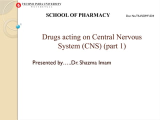 Drugs acting on Central Nervous System Unit 4 (B. Sc nursing).pptx