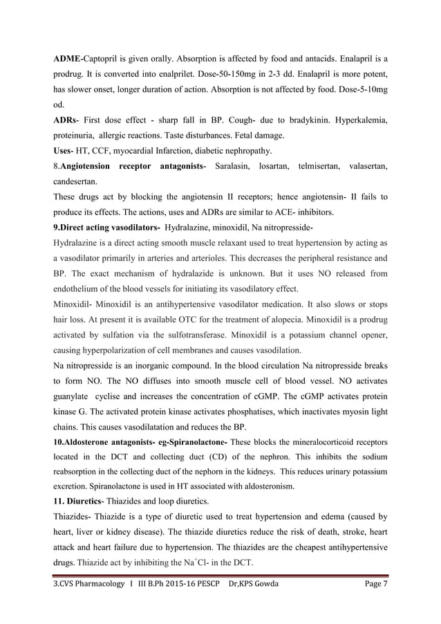 Pharmacology I Drugs acting on CVS | PDF | Heart and Cardiovascular ...