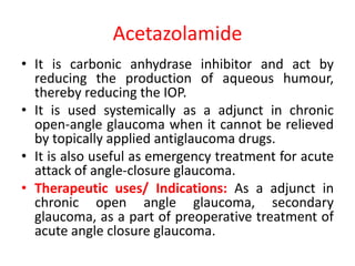 Drugs acting on eyes; treatment of galucoma.pptx