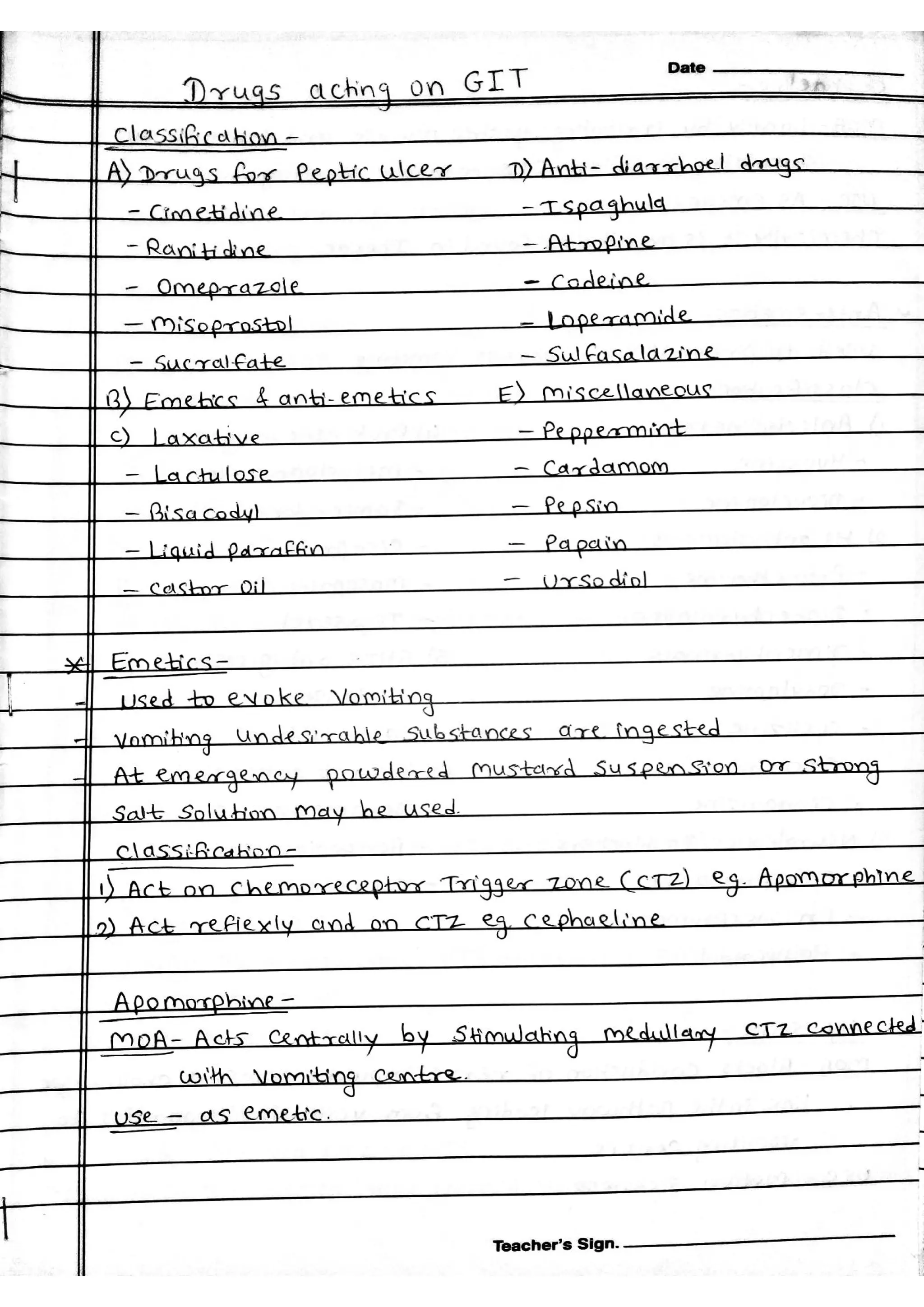 Drugs acting on Gastro Intestinal Tract (GIT) | PDF