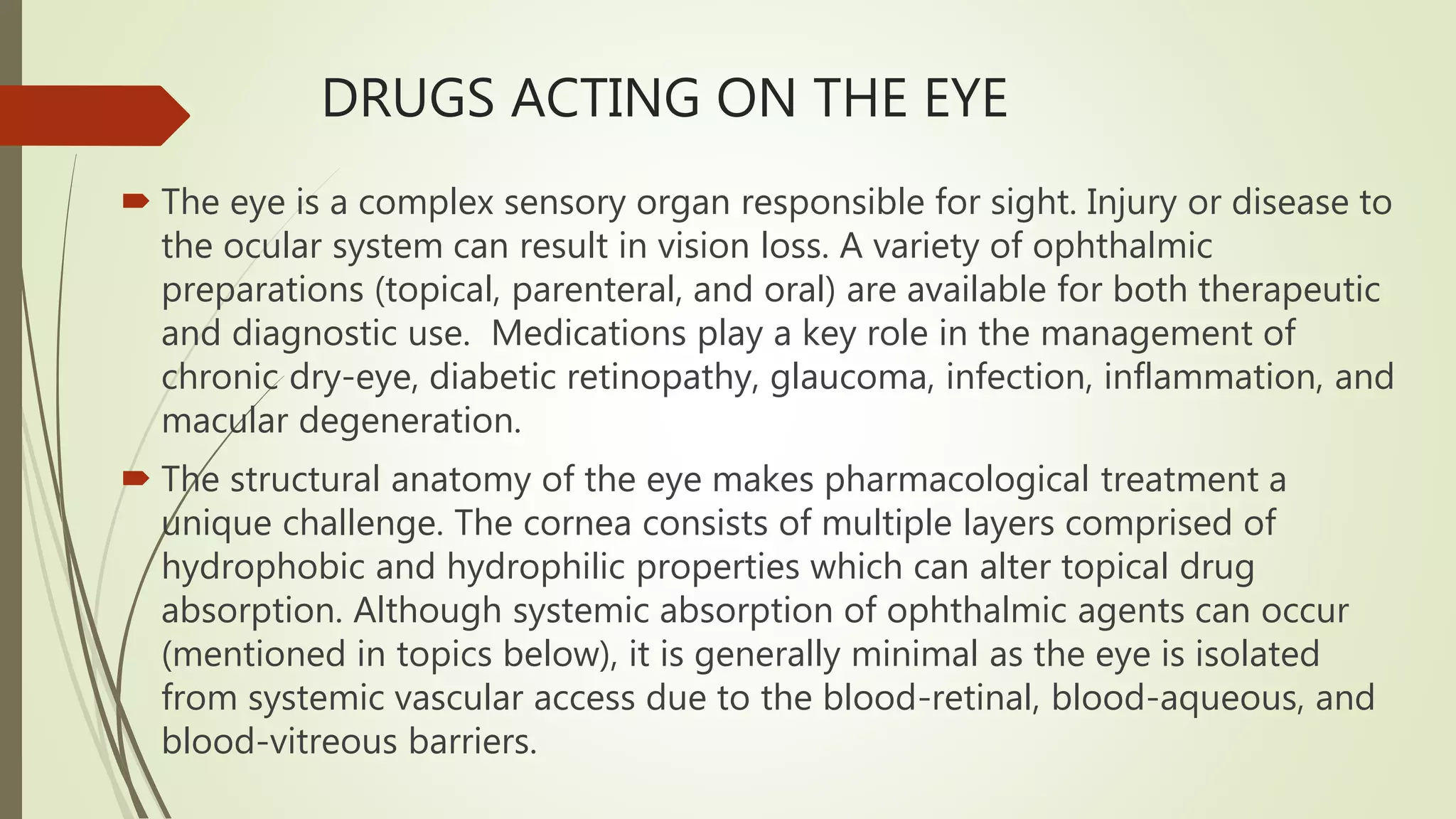 Drugs acting on the eye, ear and | PPTX