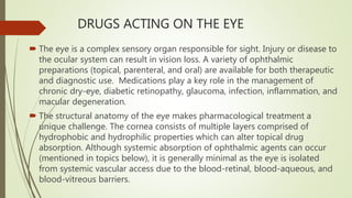 Drugs acting on the eye, ear and | PPTX