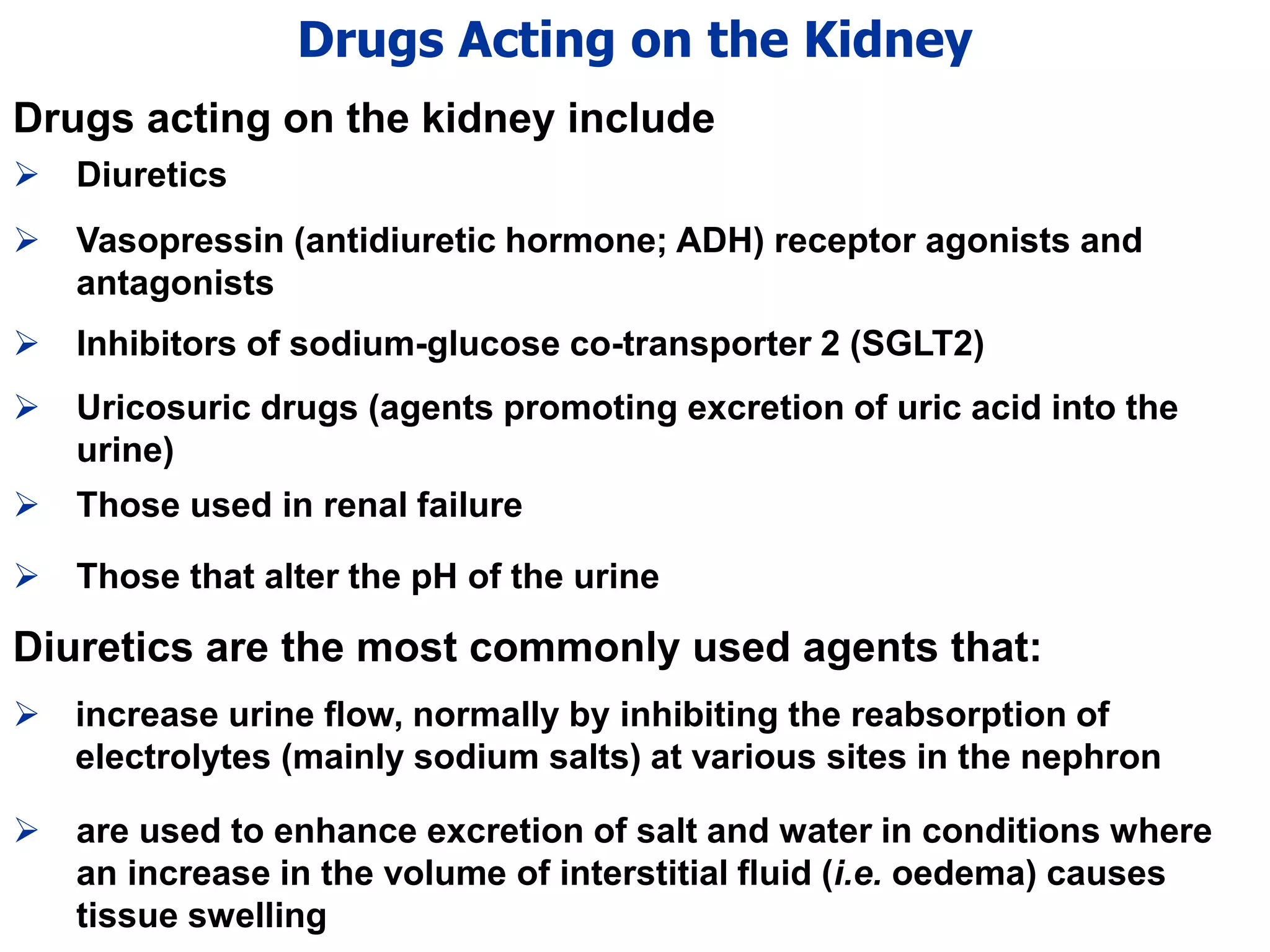 Drugs acting on the kidney lectures 1 and 2 | PDF